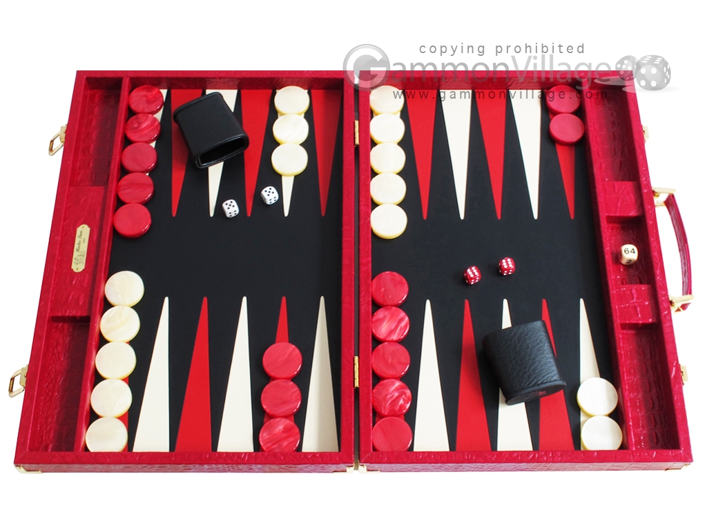 Hector Saxe Croco Leather Backgammon Set - Red - Leather Backgammon ... Hector Saxe Croco Leather Backgammon Set - Red - Leather Backgammon ...